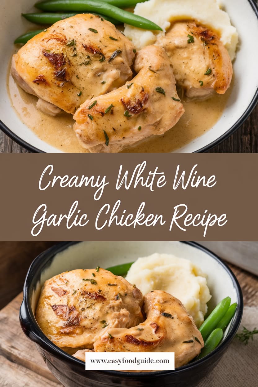 Creamy White Wine Garlic Chicken- Easy Food Guide