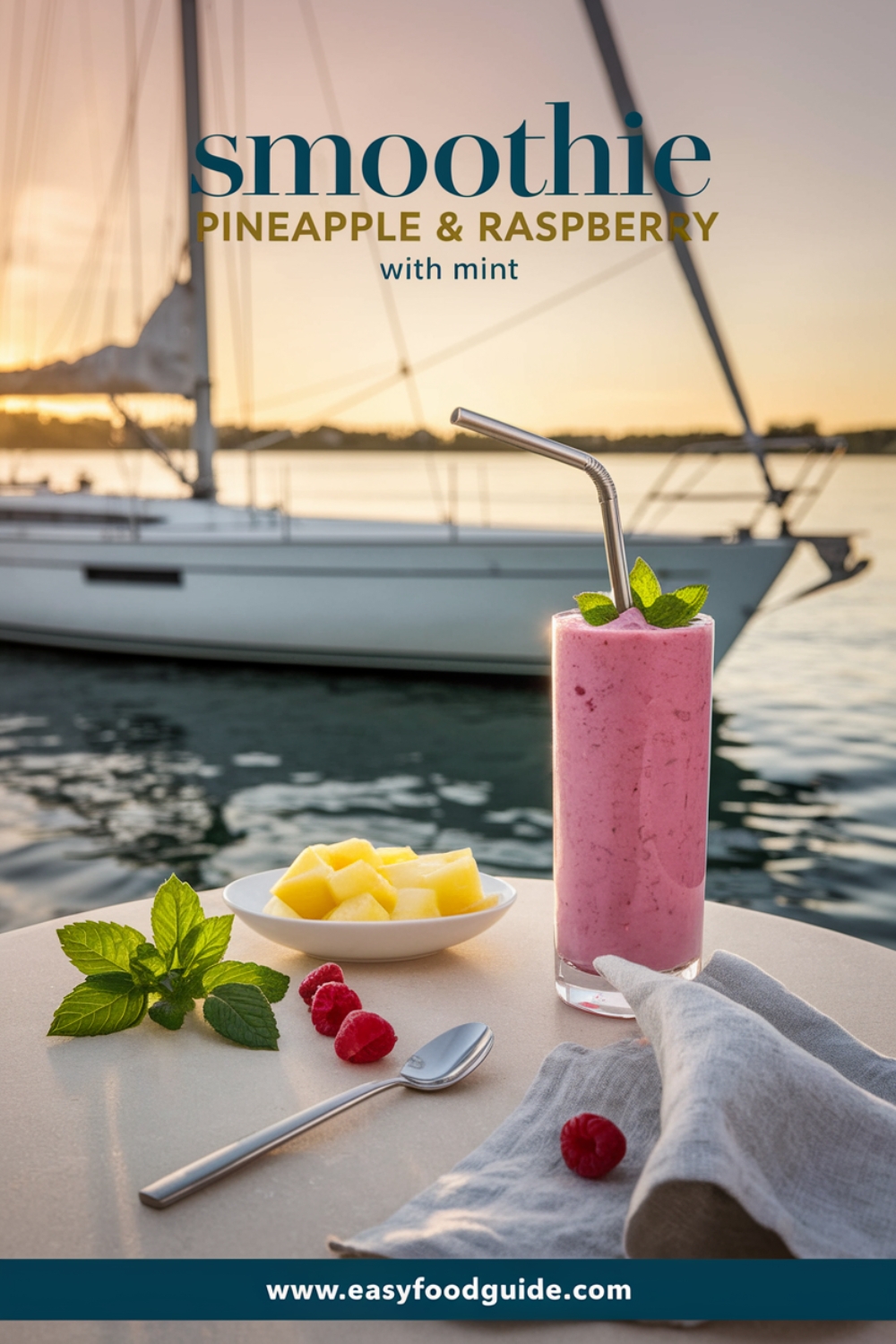 Pineapple & Raspberry Smoothie with Mint - Easy Food Guide