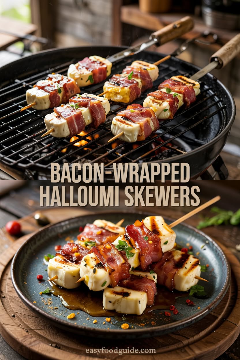 Crispy Bacon-Wrapped Halloumi Skewers Recipe - Easy Food Guide