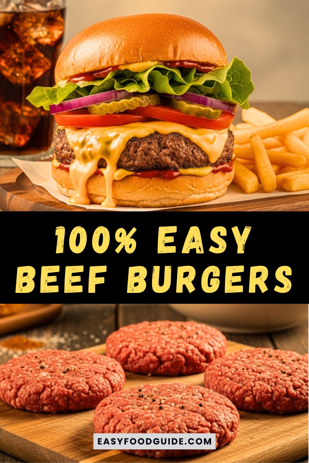 Juicy 100% Beef Burger Recipe - Easy Food Guide